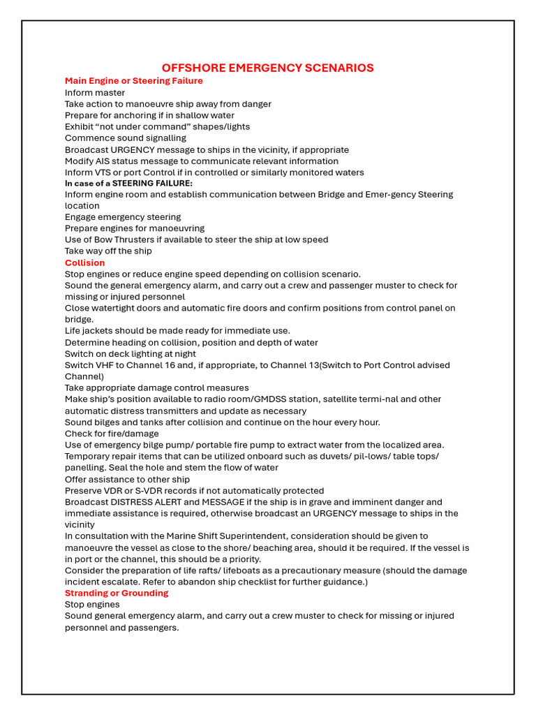 Offshore Emergency Response Procedures | PDF | Firefighting | Ships