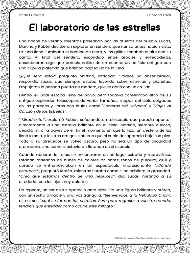 Ejercicios Extra Comprension Lectora 5o de Primaria 1 11 15 | PDF | Cielo | Observatorio