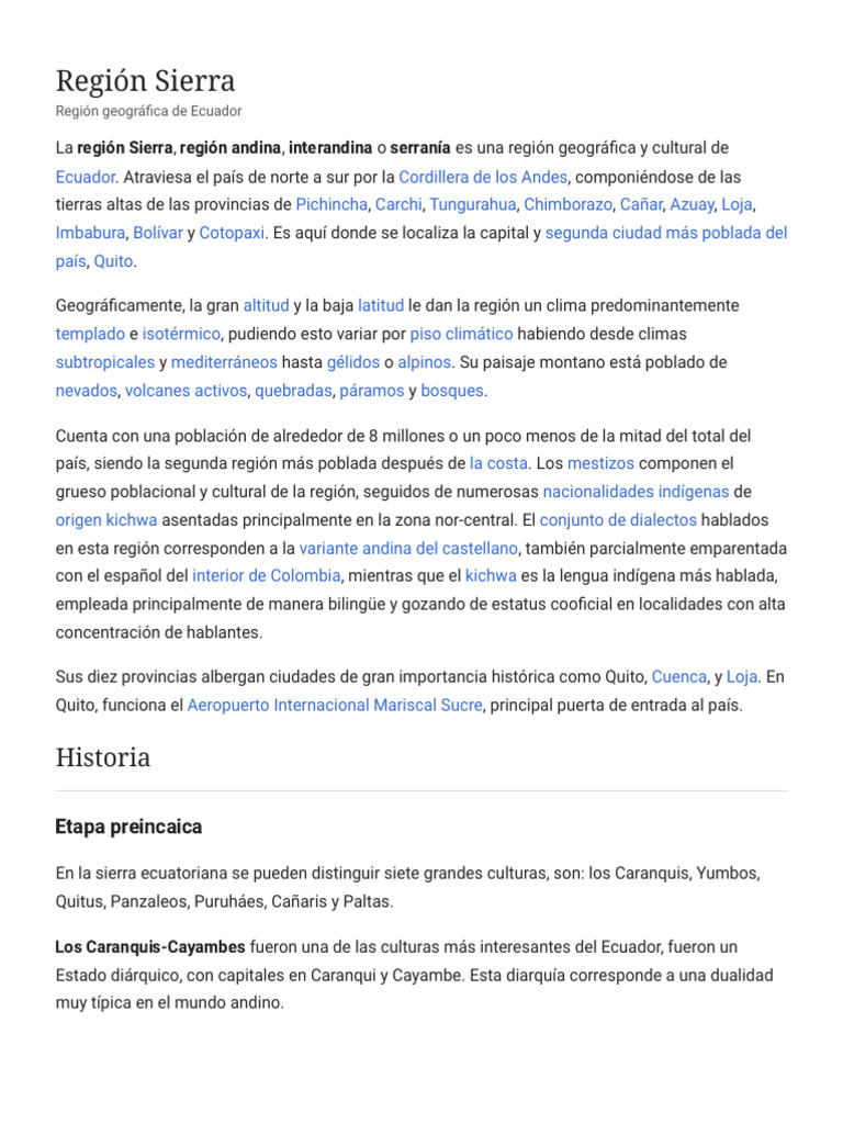 Características de la Región Sierra en Ecuador | PDF