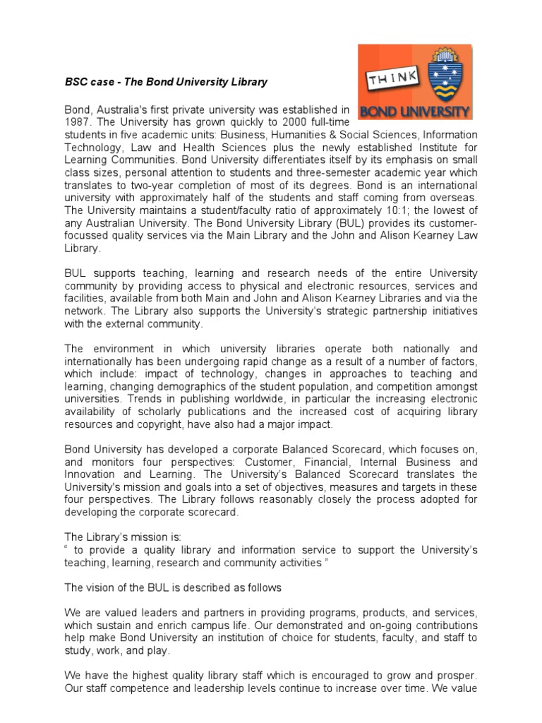BSC Case Bond University Library | PDF | University | Libraries