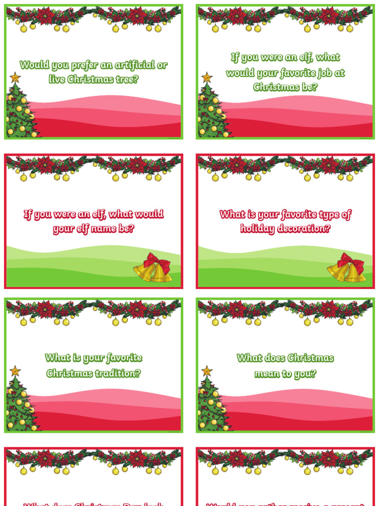Color Christmas Conversation Starter Cards | PDF | Christmas | Santa Claus