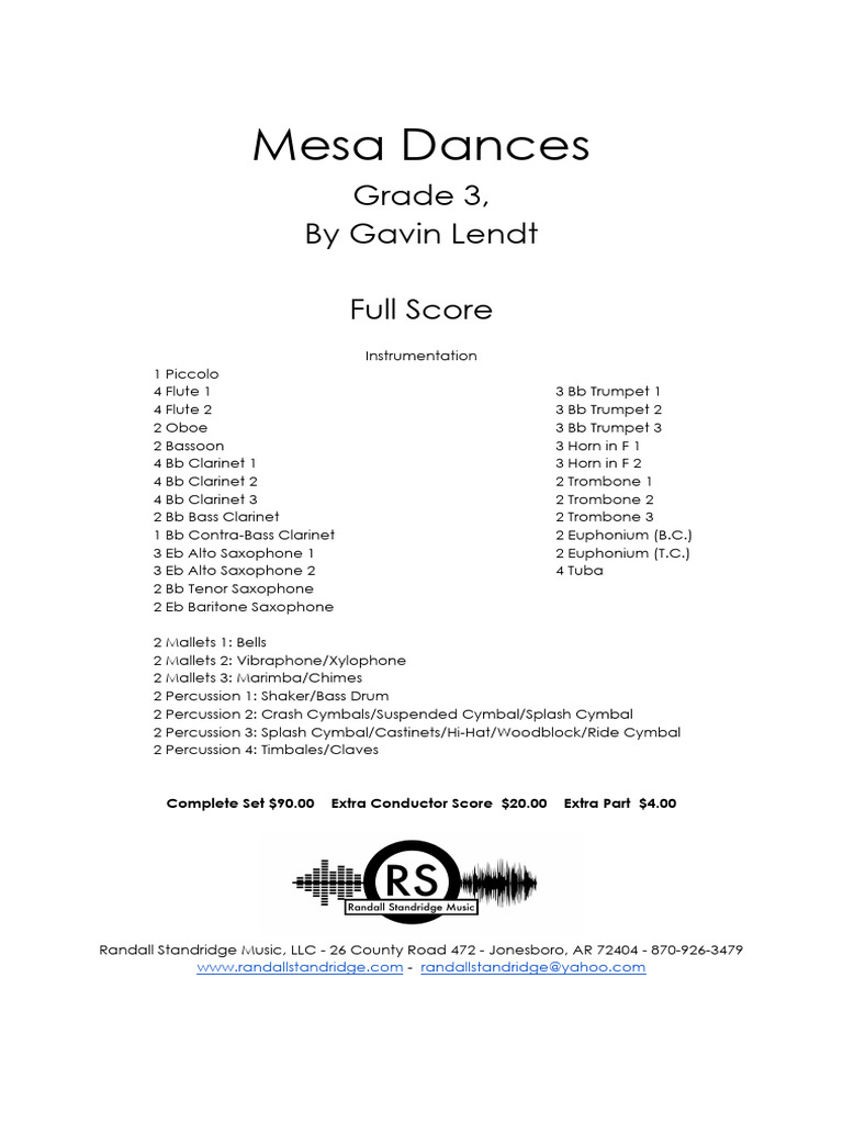 Mesa Dances by Gavin Lendt - Grade 3 | PDF | Saxophone | Orchestras