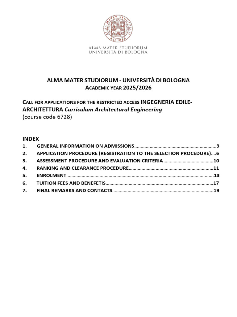 Bando IEA Internaz - A.A. 2025 - 2026 Engl | PDF | Academic Degree ...