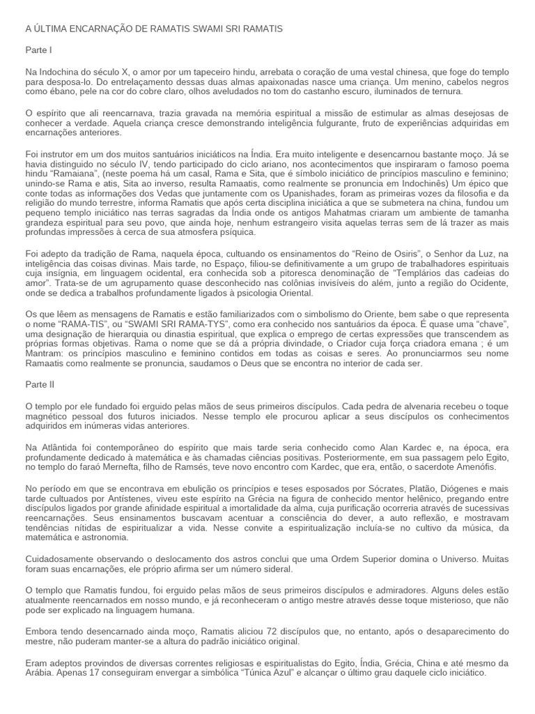 A Vida e Ensinamentos de Ramatis | PDF | Reencarnação | Amor