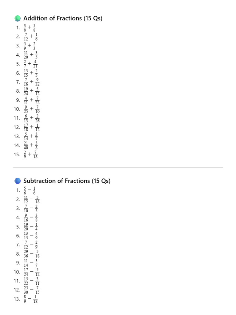 Fraction Operations Practice | PDF