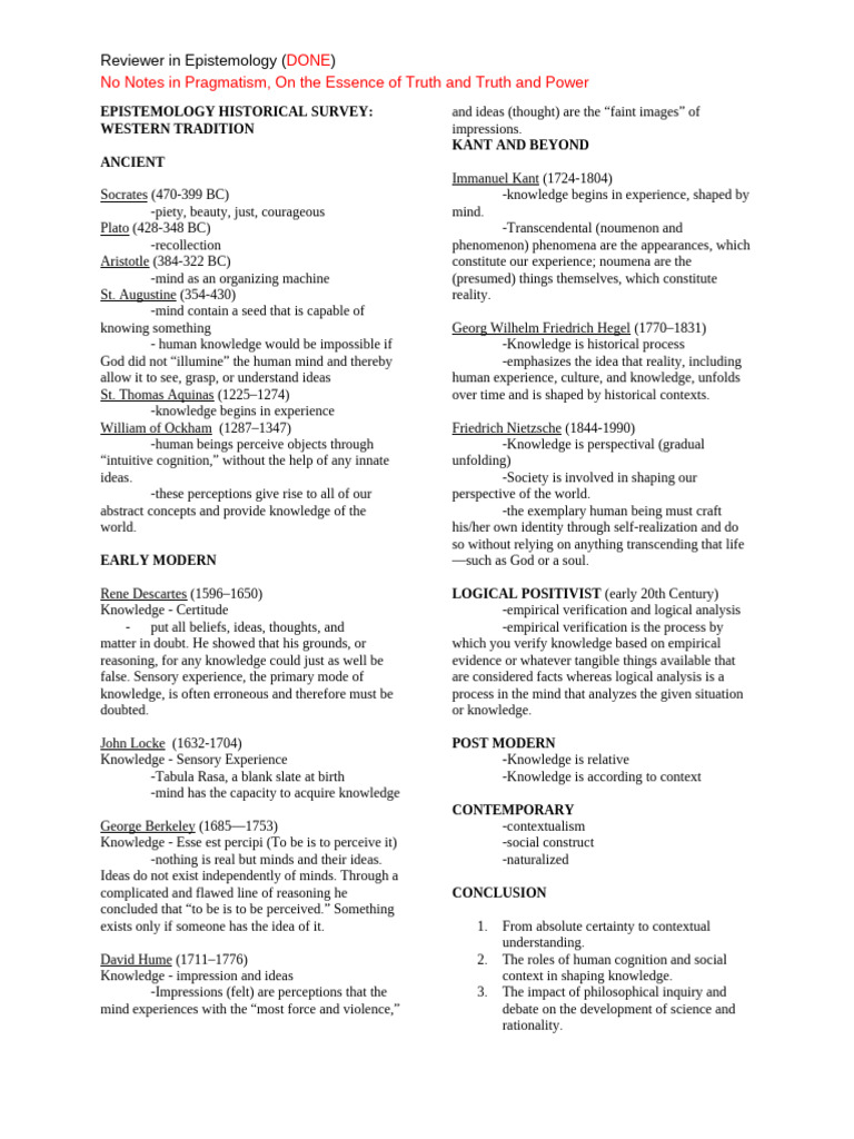 Reviewer in Epistemology | PDF | Truth | Knowledge
