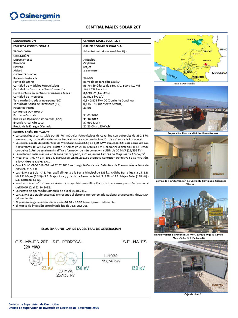 Central Majes Solar | PDF | Fotovoltaica | Energia electrica