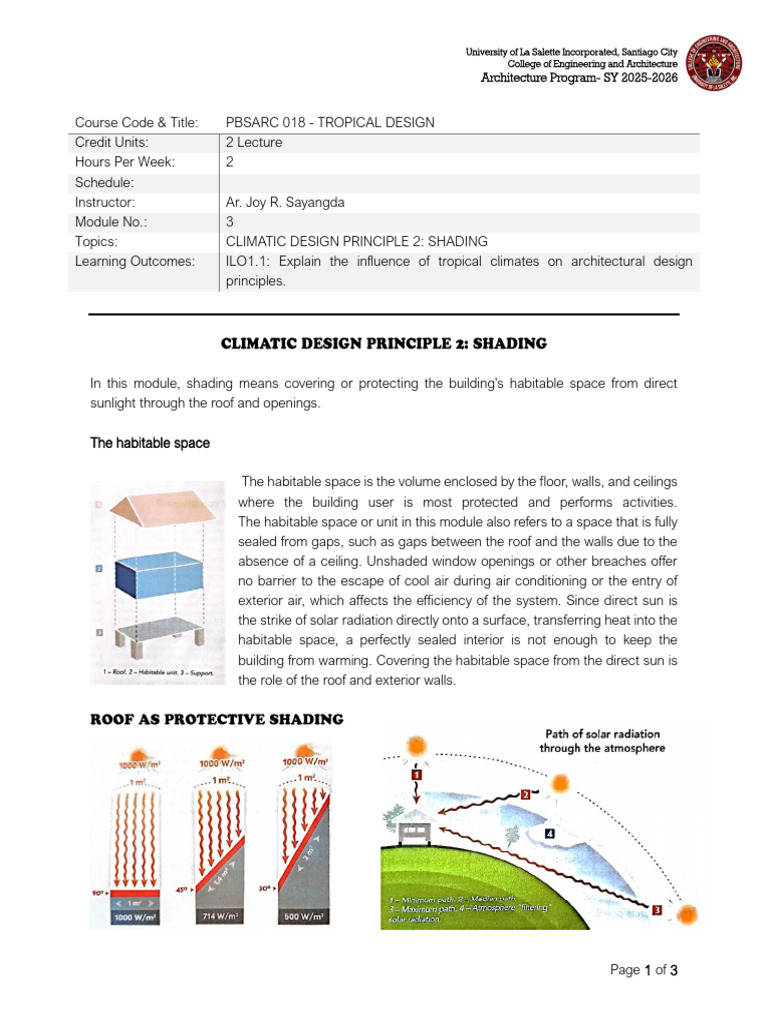 25 1 - Module 3 Climatic Design Principle 2 Shading - Tropical Design ...