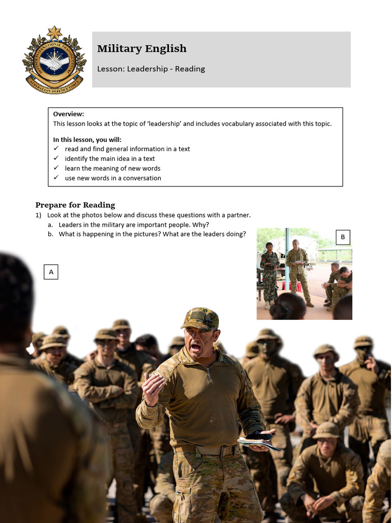 Mil Eng - Lesson - Leadership - Students | PDF | Military | Vocabulary