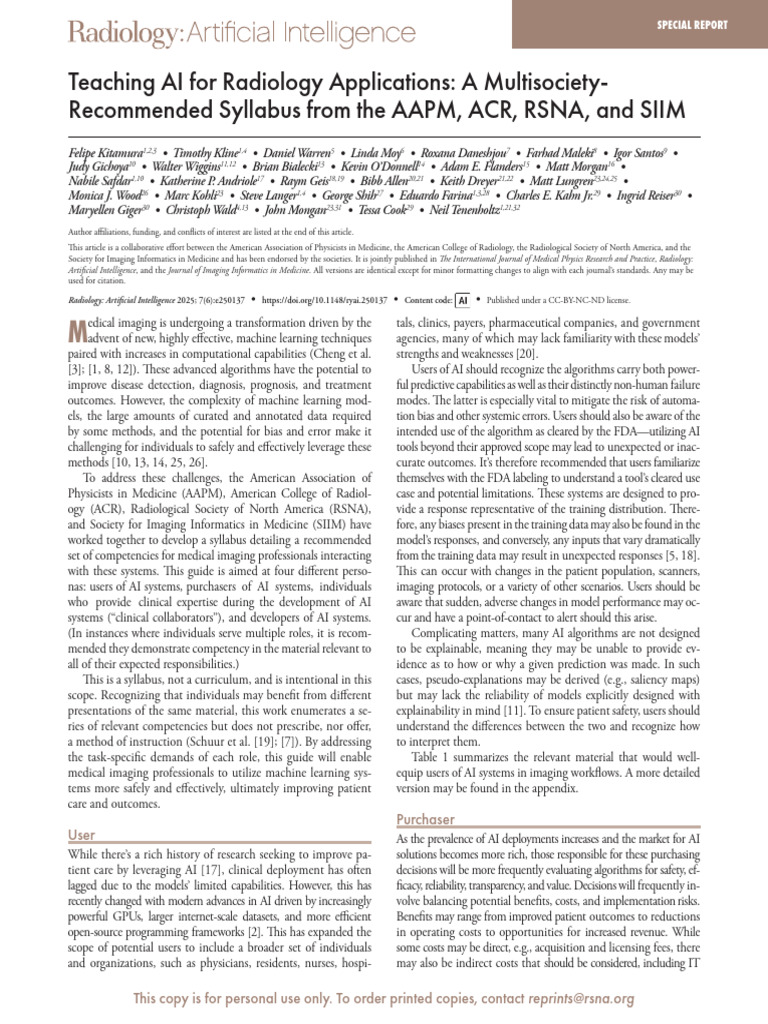 Kitamura Et Al 2025 Teaching Ai For Radiology Applications A ...