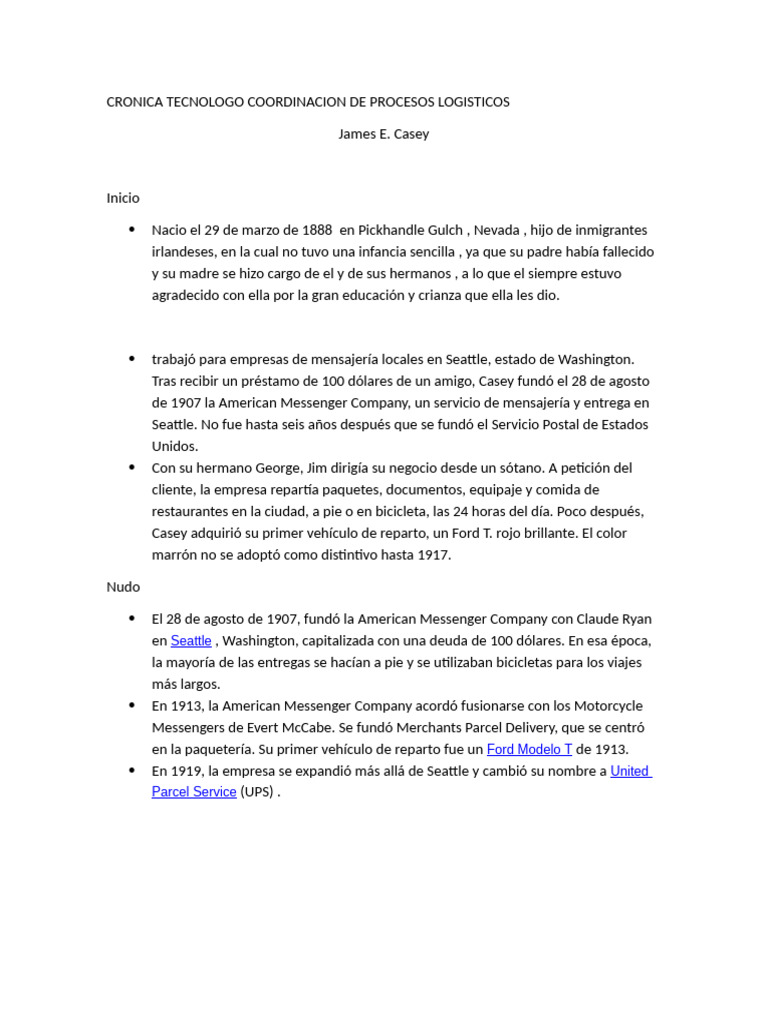 Cronica James Casey | PDF | United Parcel Service | Transporte
