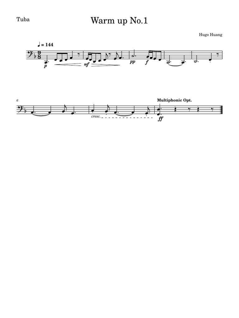 Tuba Warm-Up Exercise No. 1 | PDF