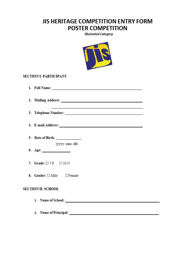 JIS Heritage Poster Competition Entry Form | PDF