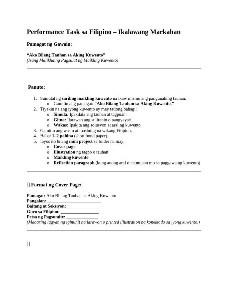Performance Task Filipino 5 Q2 | PDF