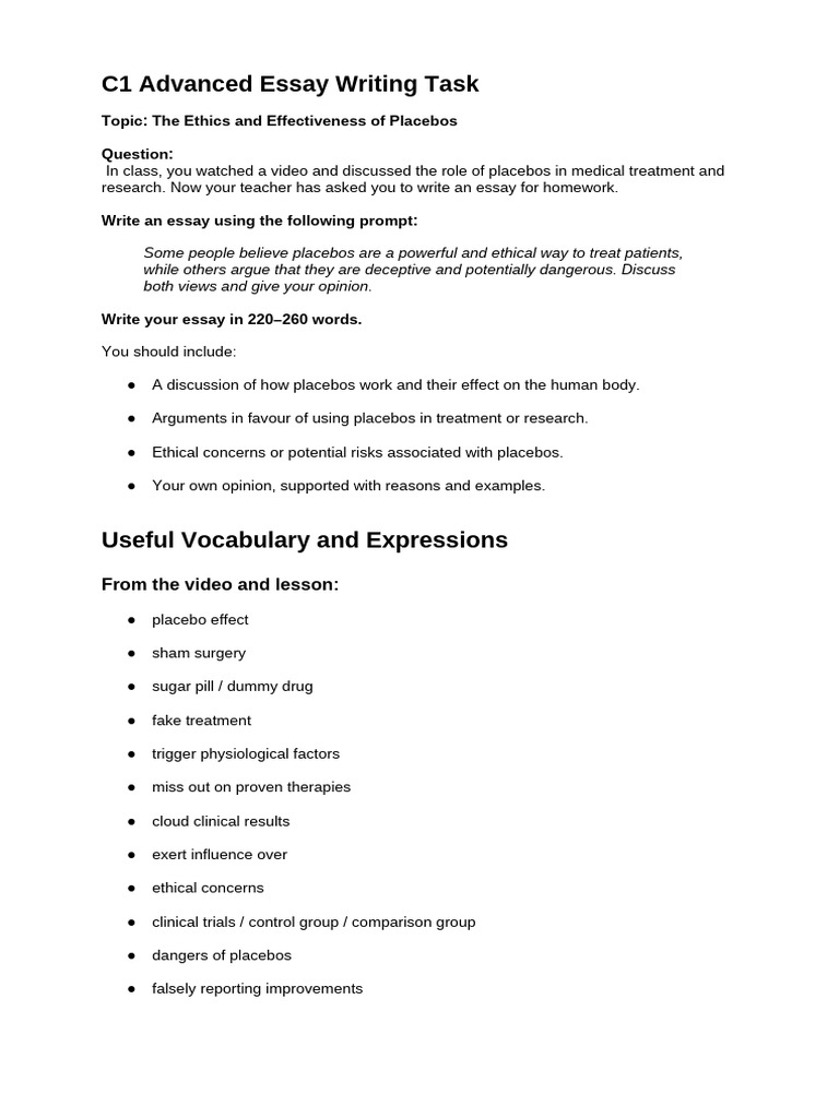 C1 Advanced Essay Writing Task | PDF