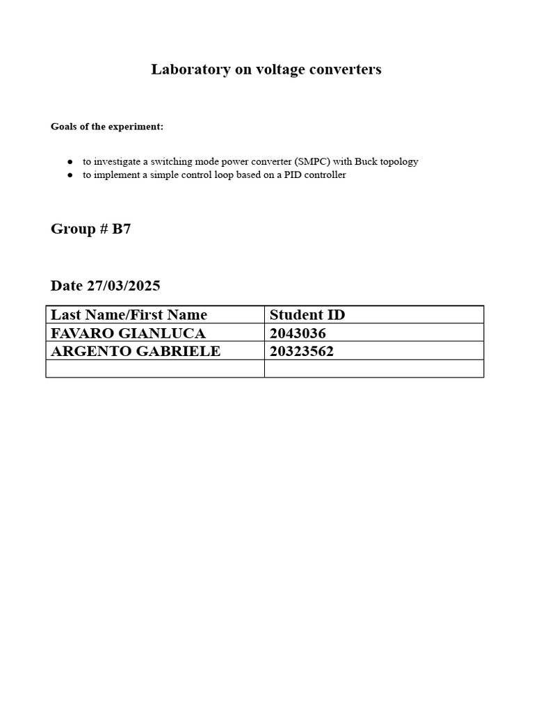 Voltage Converter Lab: Buck SMPC Analysis | PDF | Inductor | Electrical ...