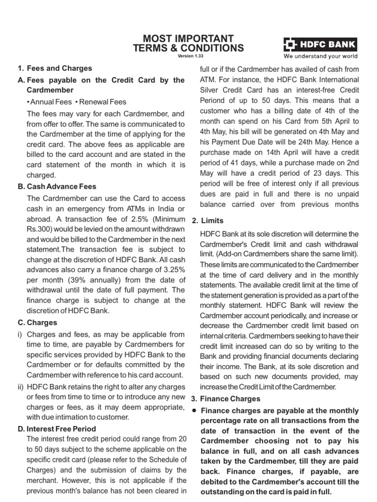 Credit Card Terms | PDF