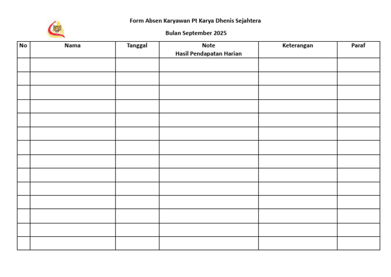 Form Absen Karyawan PT Karya Dhenis Sejahtera. | PDF