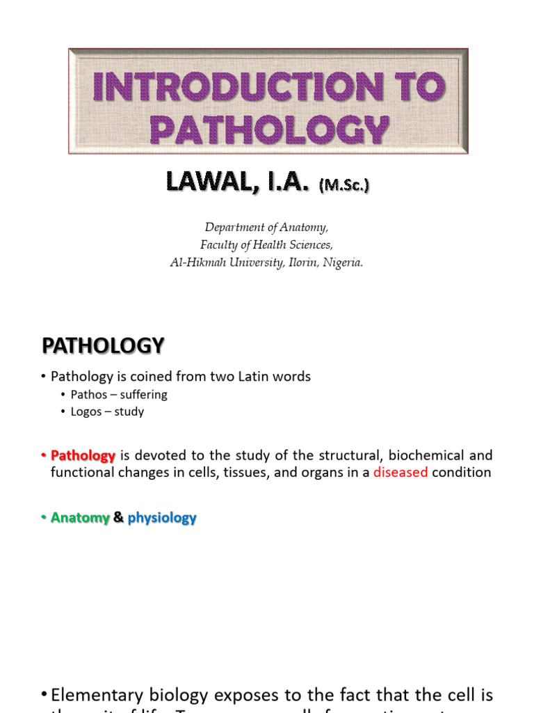 Introduction To Pathology | PDF | Pathology | Cell Biology