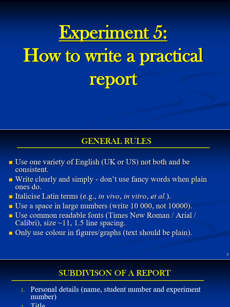 Experiment 5 - How To Write A Practical Report 2025 - Updated | PDF ...