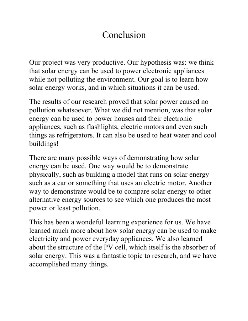 Conclusion Solar Cell | PDF | Solar Energy | Photovoltaics