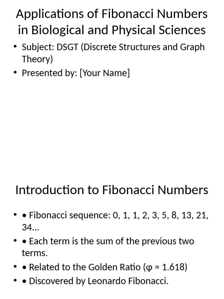 Fibonacci Applications Presentation | PDF
