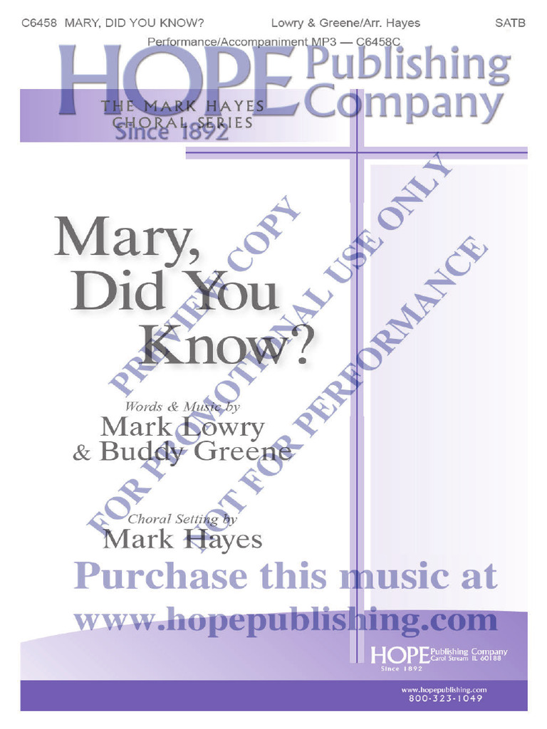 Mary, Did You Know? - Mark Hayes | PDF