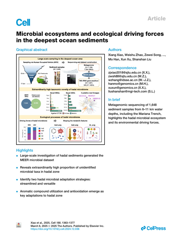 Microbial Ecosystems and Ecological Driving Forces in The Deepest Ocean ...