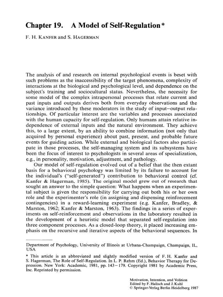 Self-Regulation Model Overview | PDF | Reinforcement | Psychology