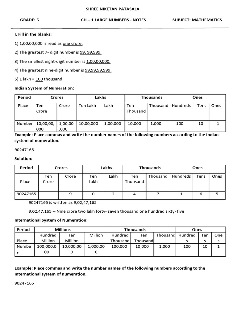 G5 Math Ch1LargeNumbers CN | PDF | Mathematical Notation | Mathematics
