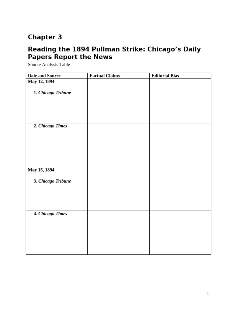 1894 Pullman Strike Media Analysis | PDF