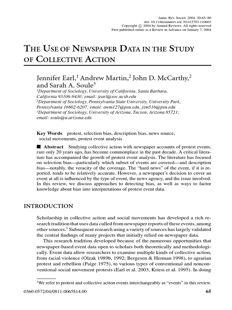 Newspaper Data in Collective Action Studies | PDF | Sampling ...