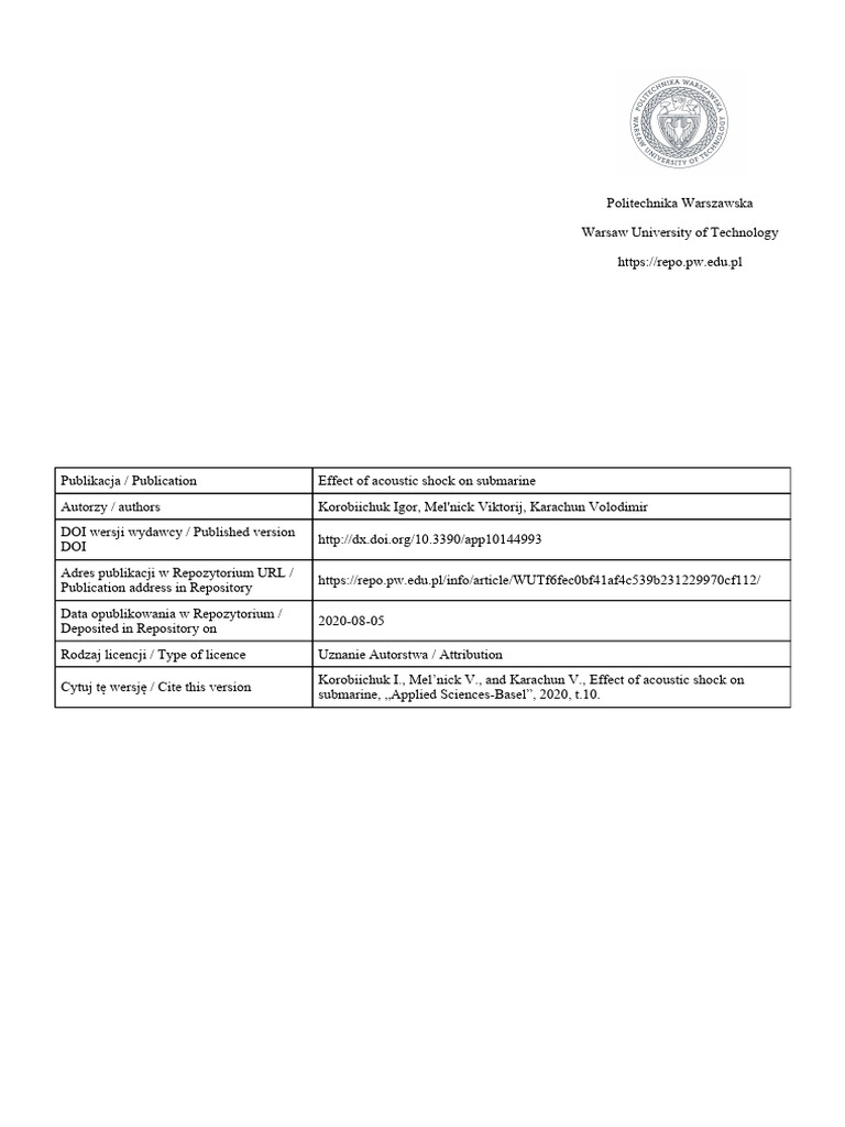 Effect of Acoustic Shock On Submarine | PDF | Submarines | Sonar
