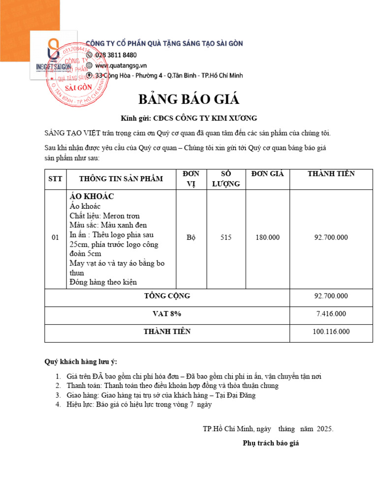 B NG BÁO GIÁ (3) - STV | PDF