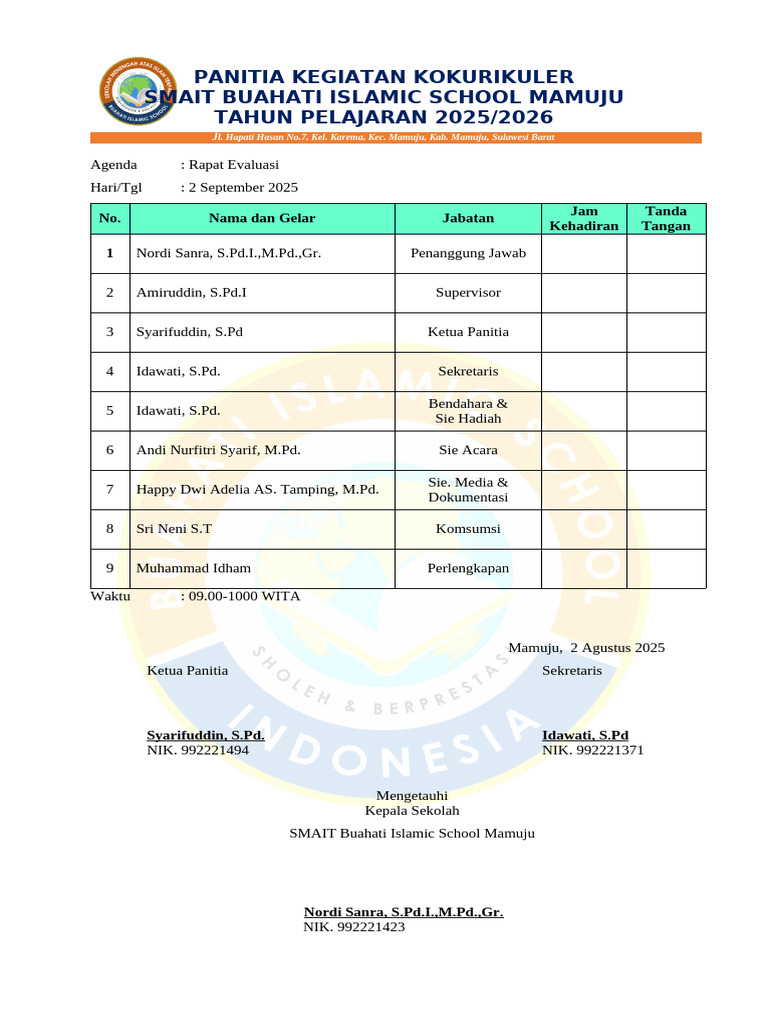 Absen Rapat Ansyitoh SMA | PDF