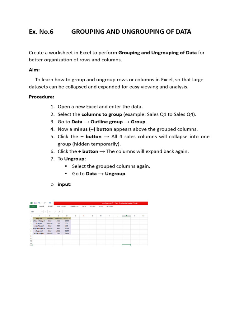 Excel Data Grouping Guide | PDF