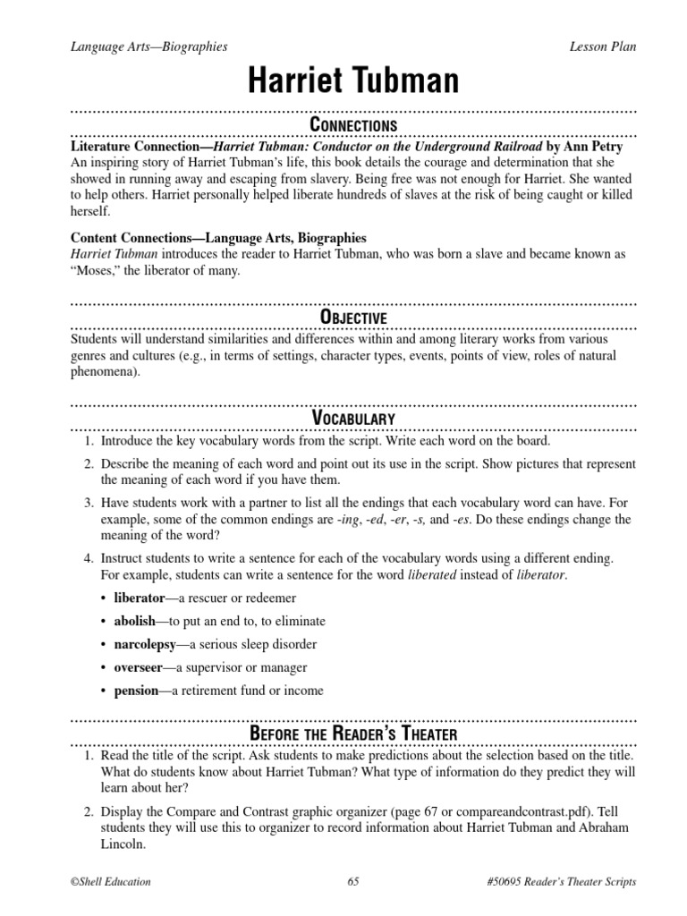 Harriet Tubman Reader's Theater Script | PDF | Underground Railroad ...