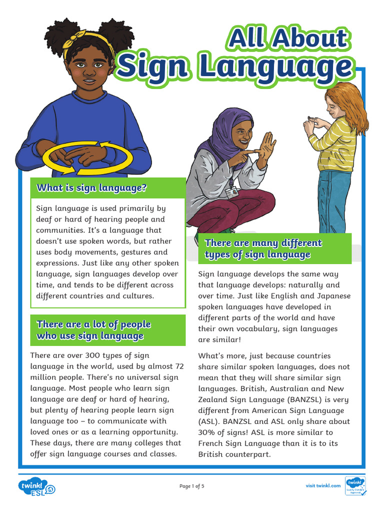 Understanding Sign Language Basics | PDF | Sign Language | English As A ...