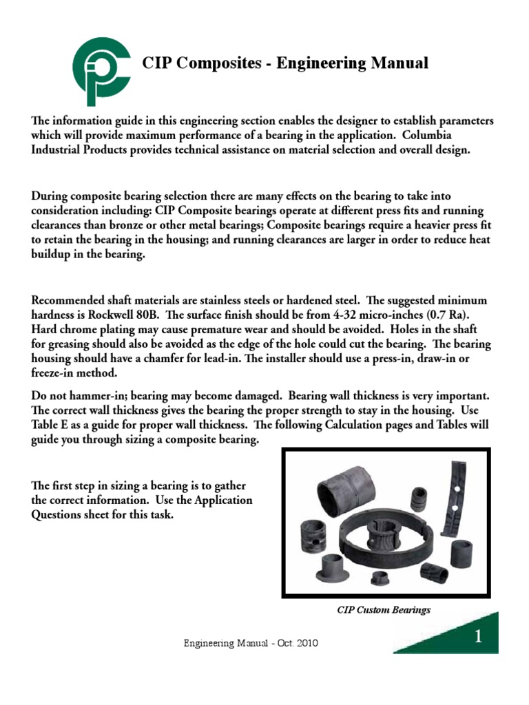 CIP Engineering Manual | PDF | Bearing (Mechanical) | Wear