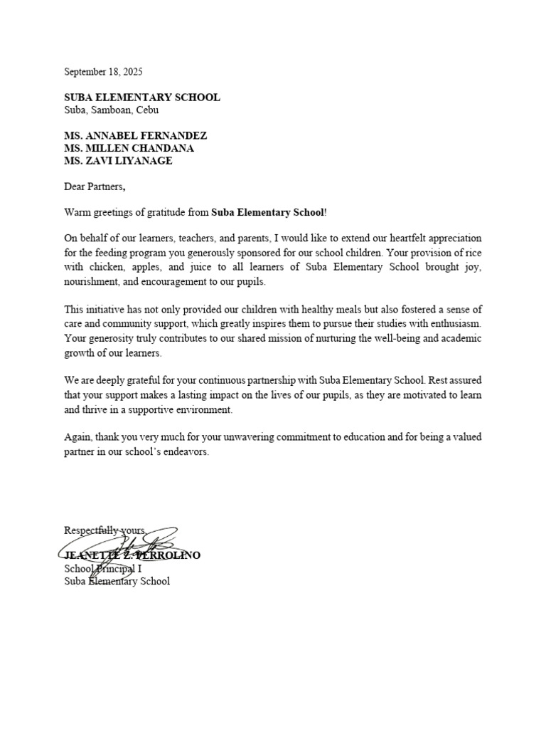 Thank You Letter To Partners | PDF