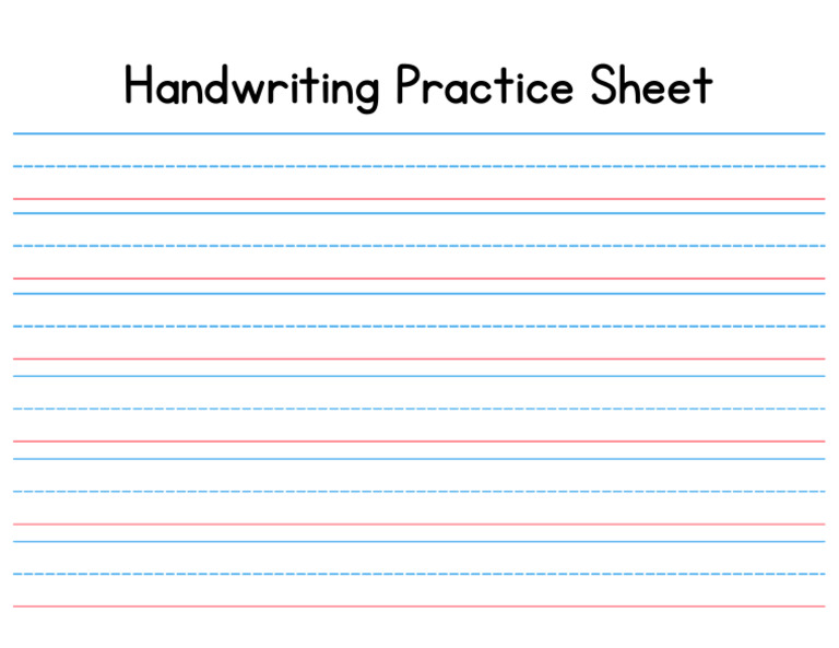 Handwriting Practice Worksheet Red and Blue Lines | PDF
