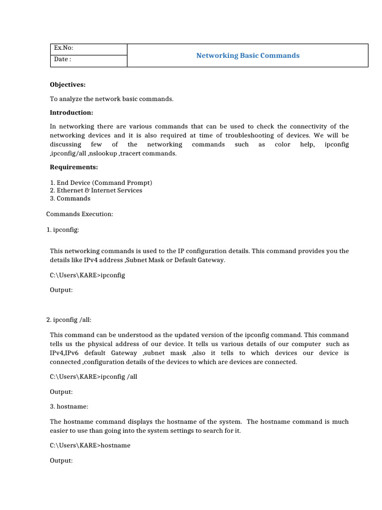 Networking CommandsNetworking CommandsNetworking Commands | PDF | Ip Address | Computer Network