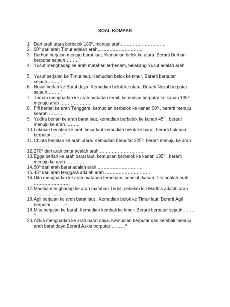 Soal Arah dan Putaran dalam Navigasi | PDF