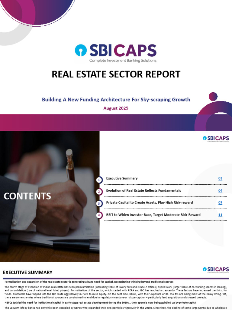 SBICAPS Report On Real Estate Sector Aug25 Building A New Funding ...