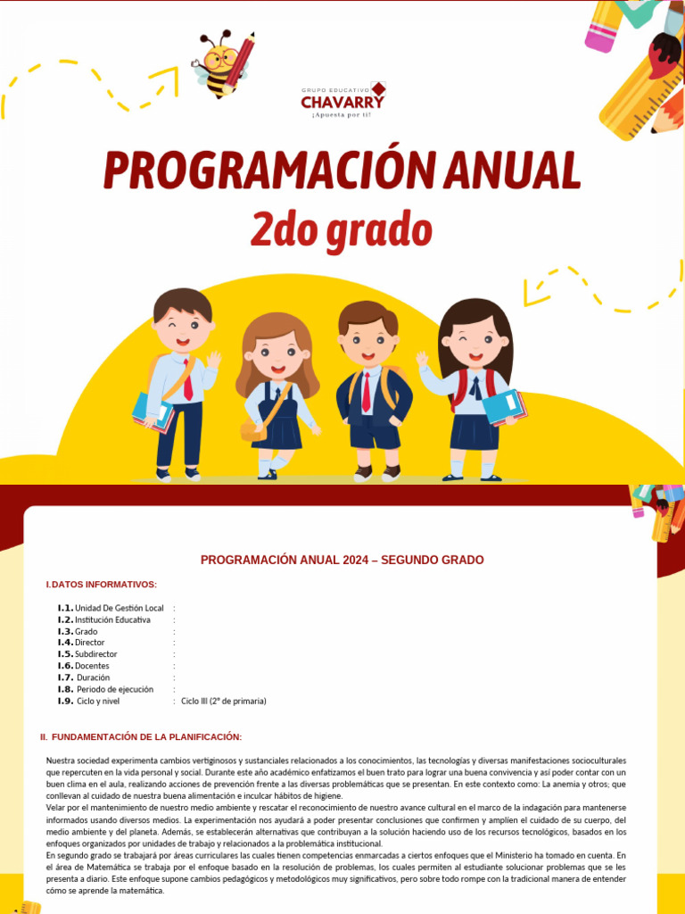 Programación Anual - 2do Grado Grupo Chavarry | PDF | Sustracción | Datos
