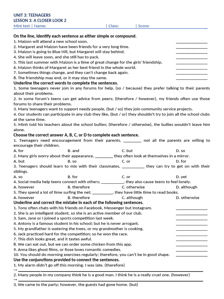 g8 Unit 3 Lesson 3 (No Keys) | PDF | Adolescence