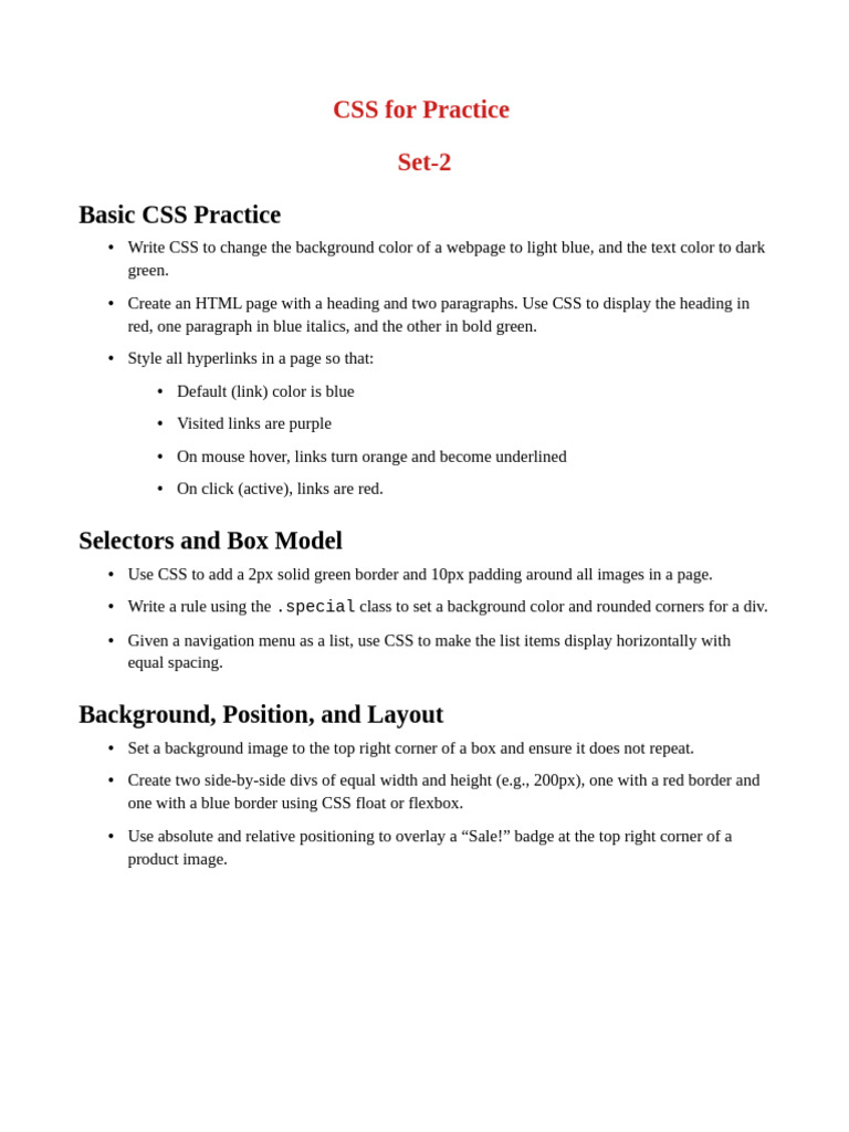CSS Set 2 | PDF