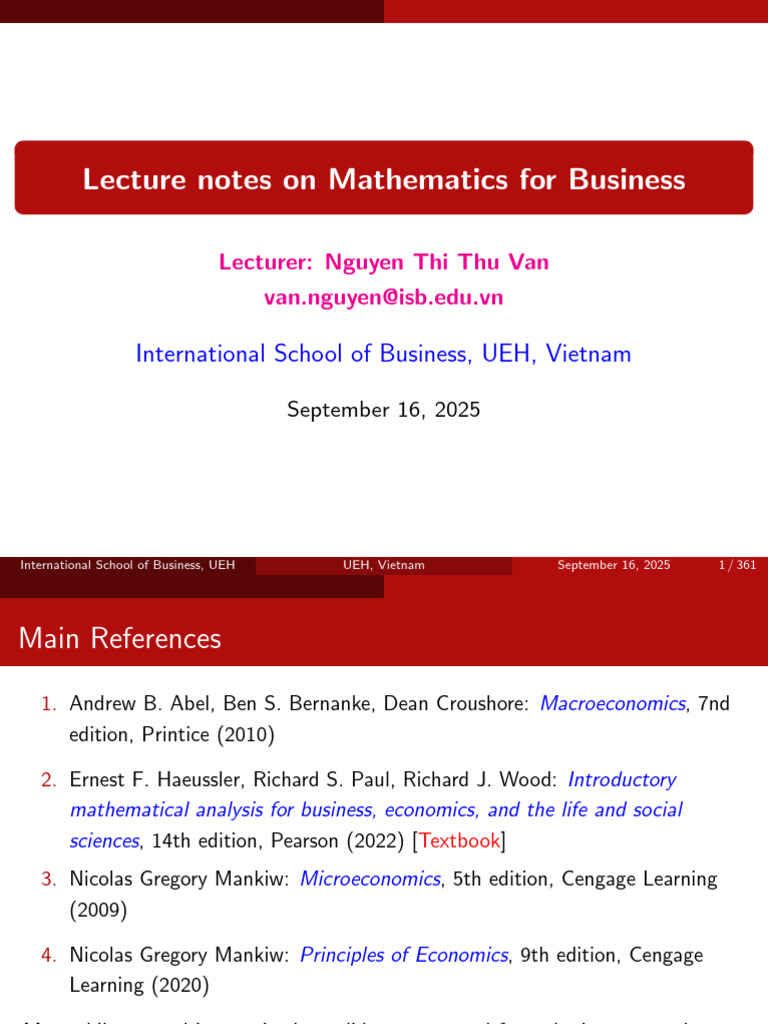 Business Mathematics Lecture Notes | PDF | Cost Of Living | Internal ...