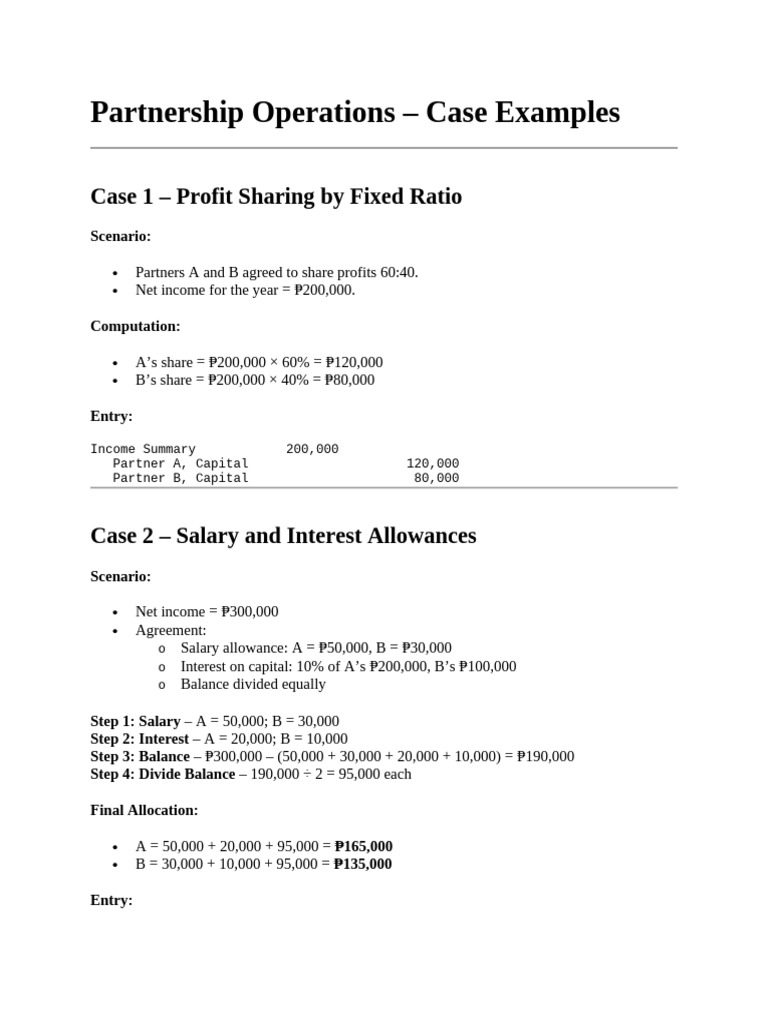 Partnership Operations Case Studies | PDF | Partnership | Interest
