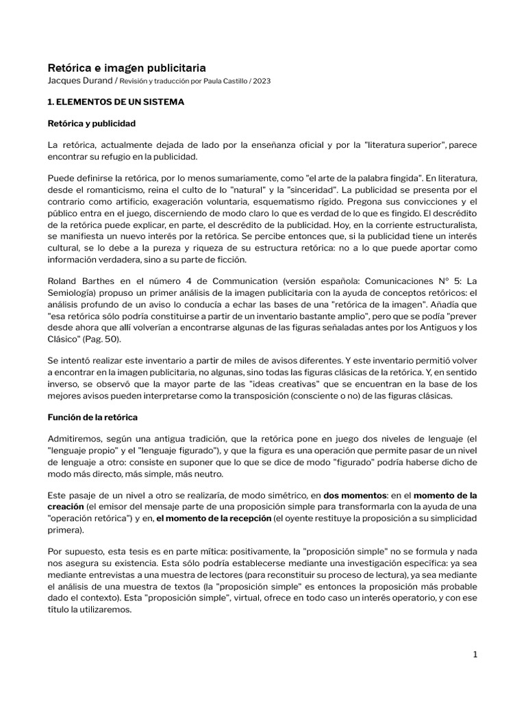 Retórica en la Publicidad Visual | PDF